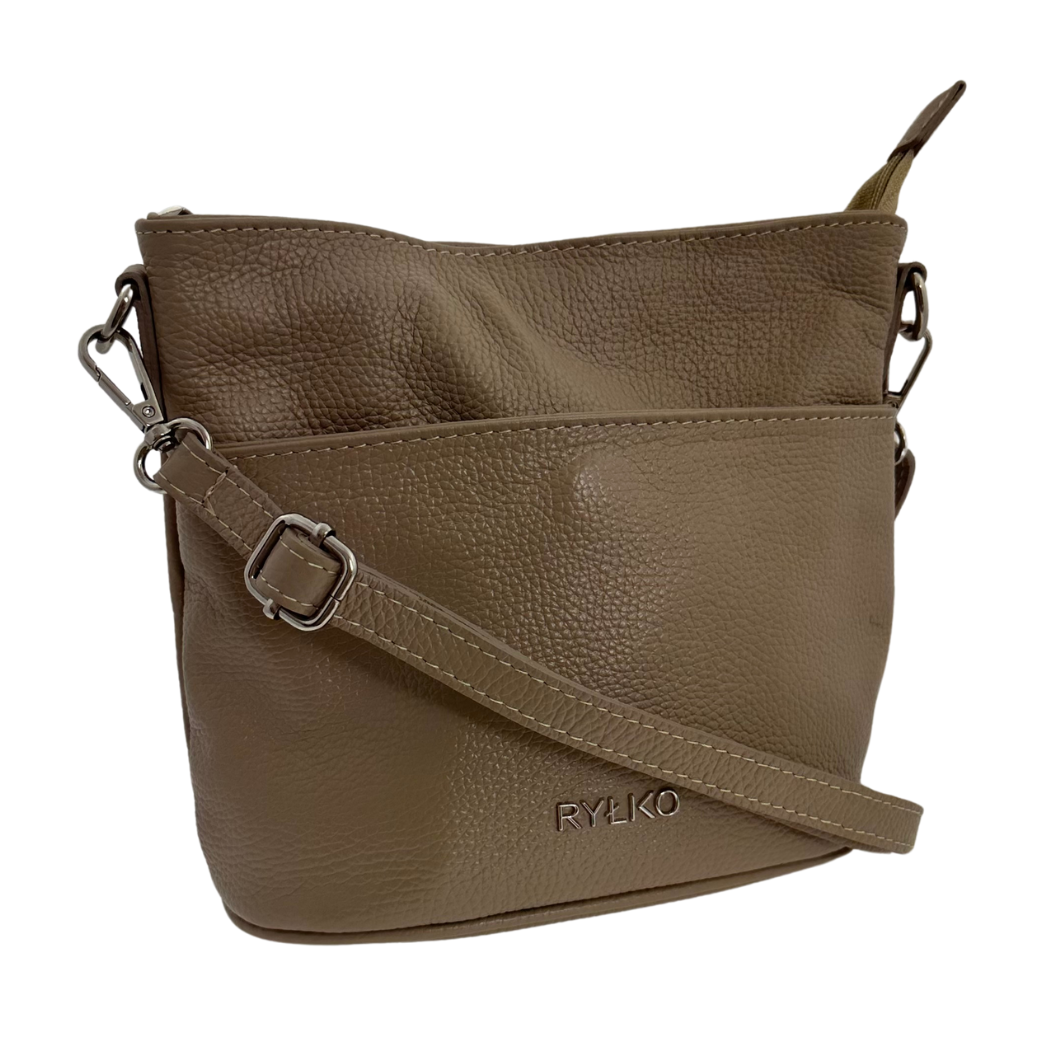 Torebka beżowa na długim pasku skórzana Ryłko | ButyMila.pl