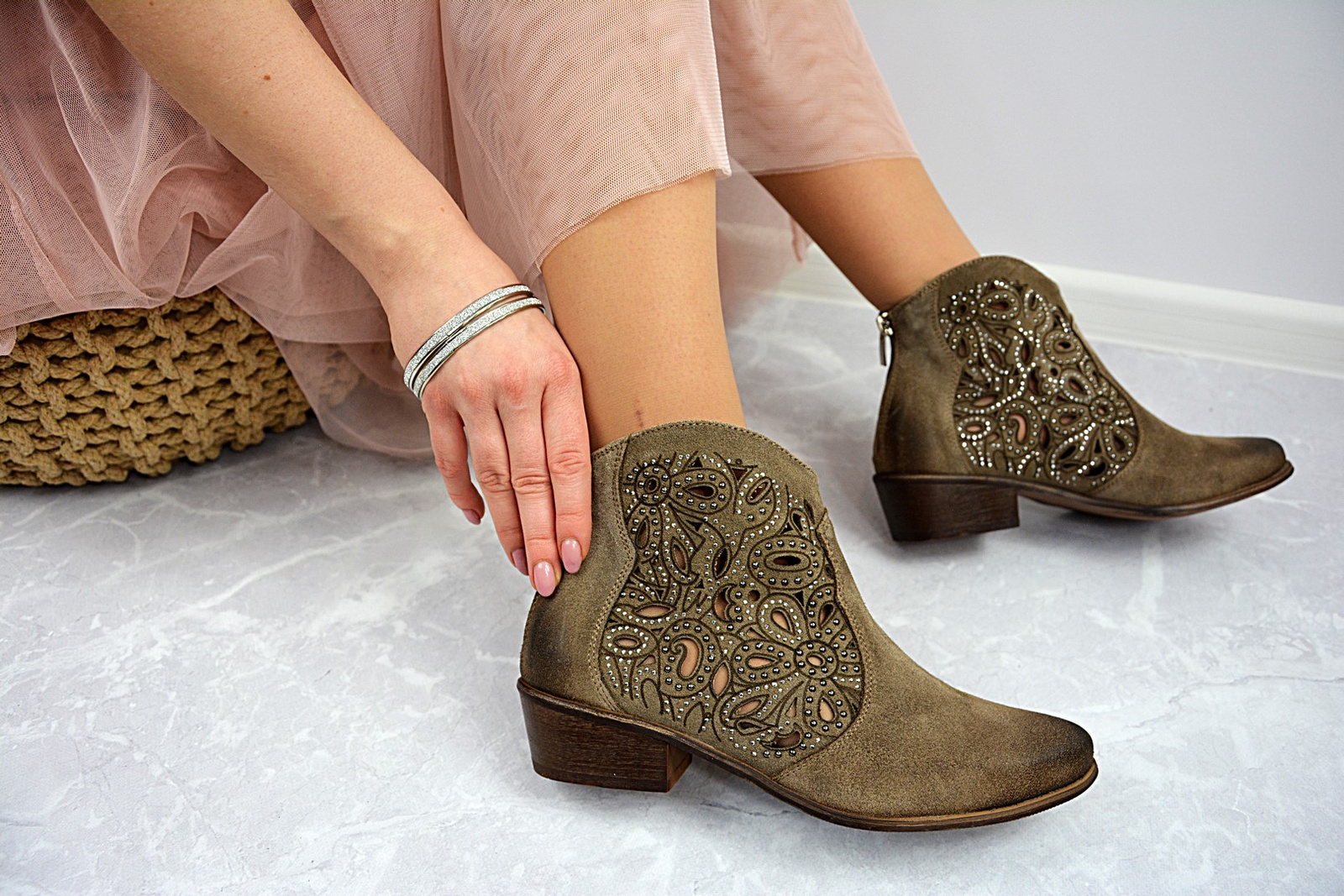 Botki Exquisite 1295 taupe | ButyMila.pl