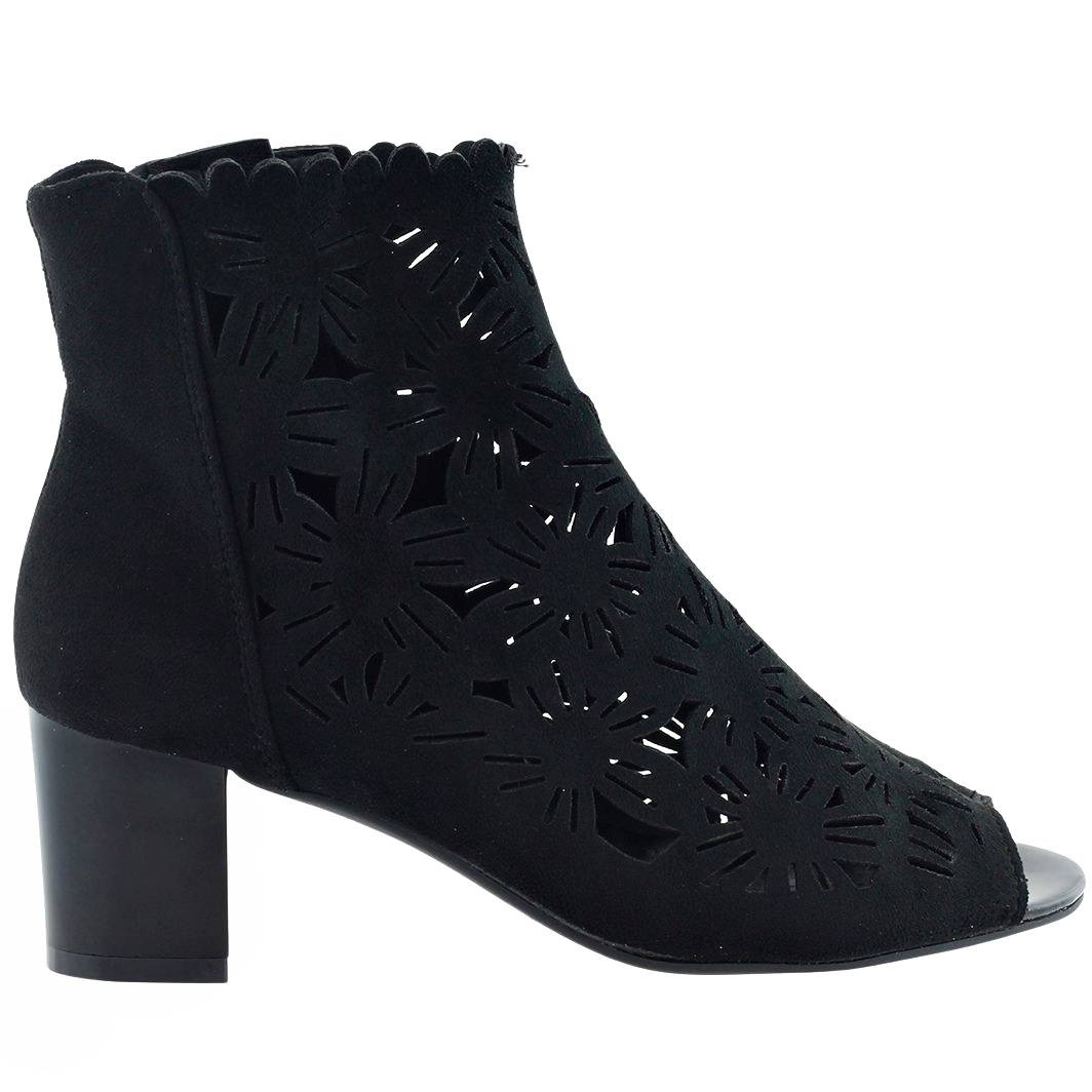 Wiosenne botki na obcasie z odsłoniętym palcem kolor czarny M.Daszyński ...