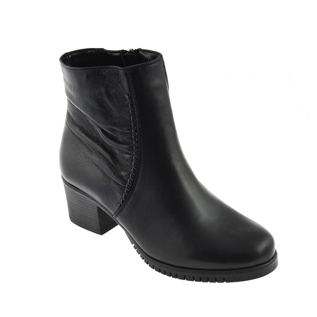 Botki Galant Z22-5 czarne skórzane na obcasie | ButyMila.pl
