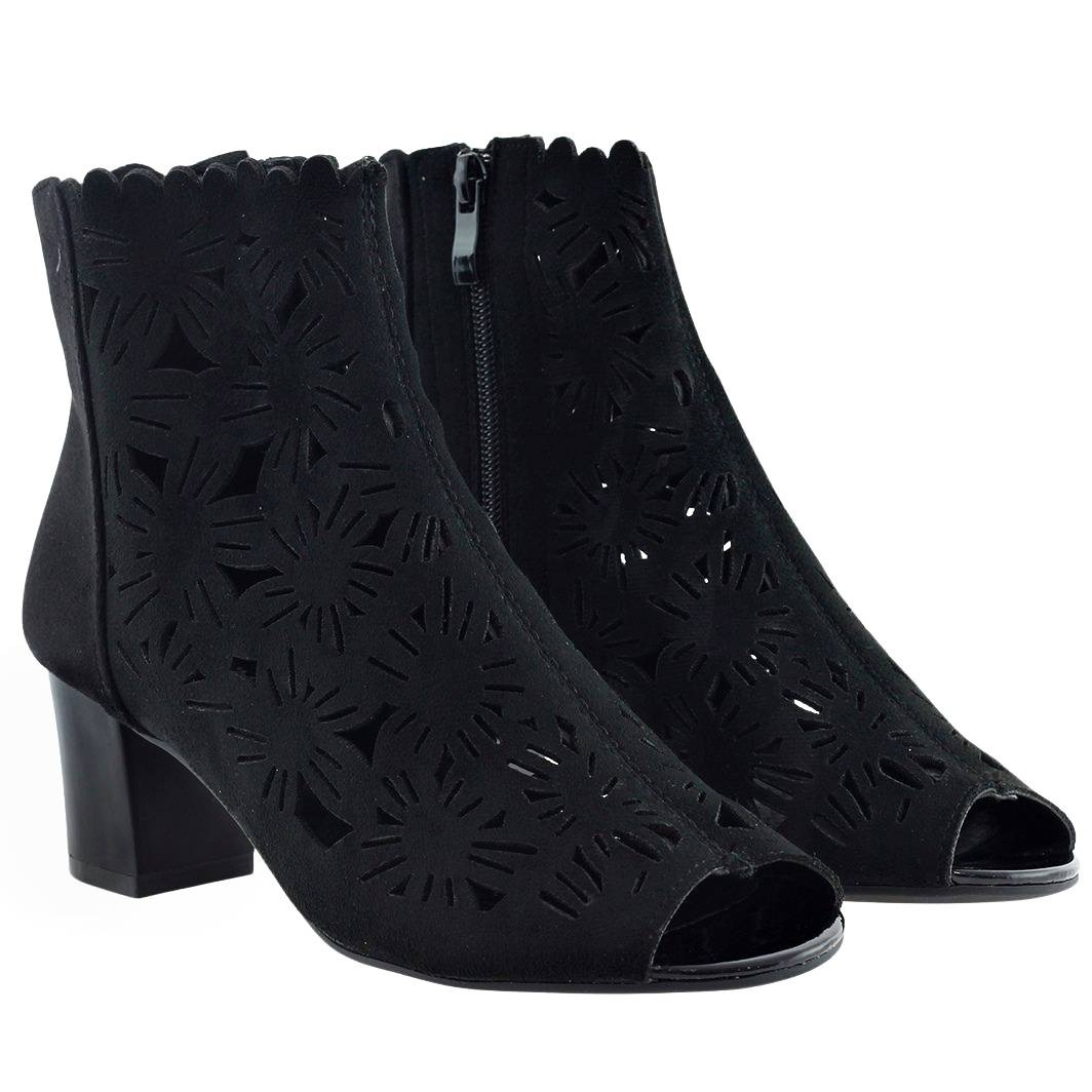 Wiosenne botki na obcasie z odsłoniętym palcem kolor czarny M.Daszyński ...