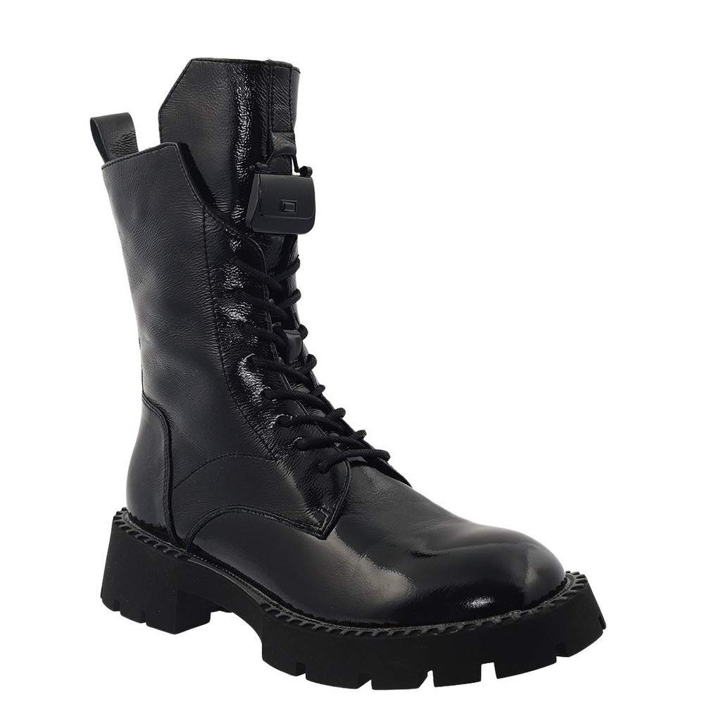 Botki trapery ze skóry lakierowanej czarne Artiker | Producenci ...