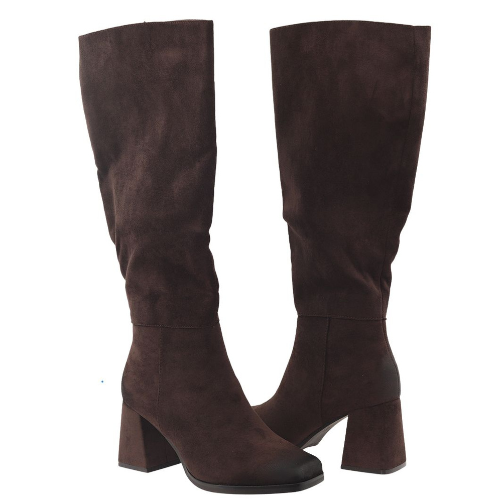 Kozaki zamszowe na klocku brązowe Potocki Brązowy | Producenci ...