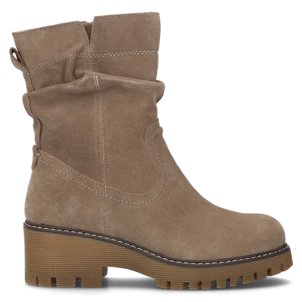 Skórzane botki zamszowe na klocku w kolorze taupe taupe | Producenci ...
